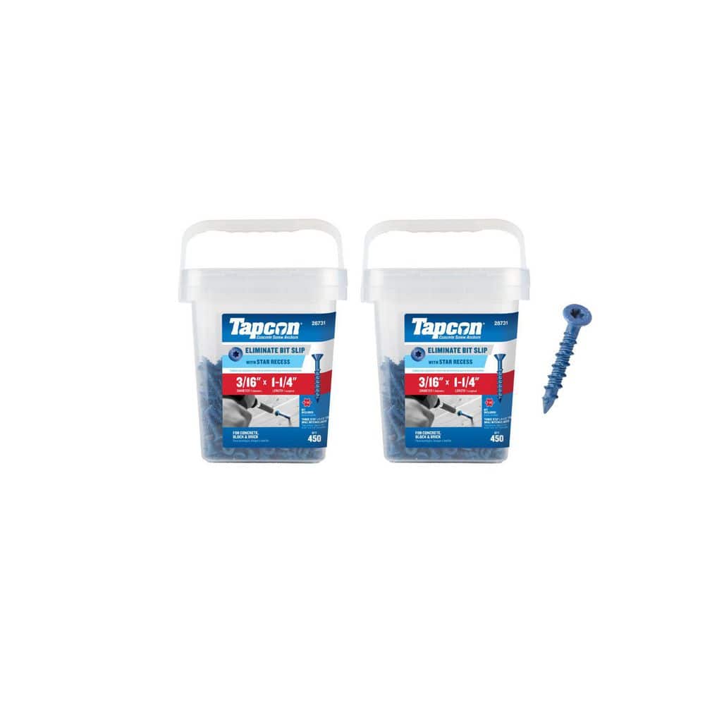 Tapcon 3/16 in. x 1-1/4 in. Star Flat-Head Concrete Anchors Combo Kit ...
