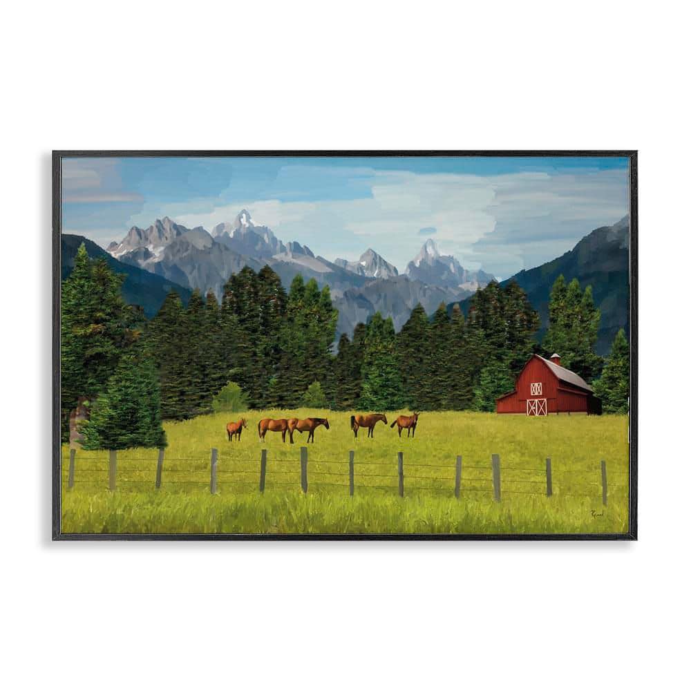Stupell Industries Lush Green Pasture Grazing by Renel Peters Black Framed Nature Giclee Art ...