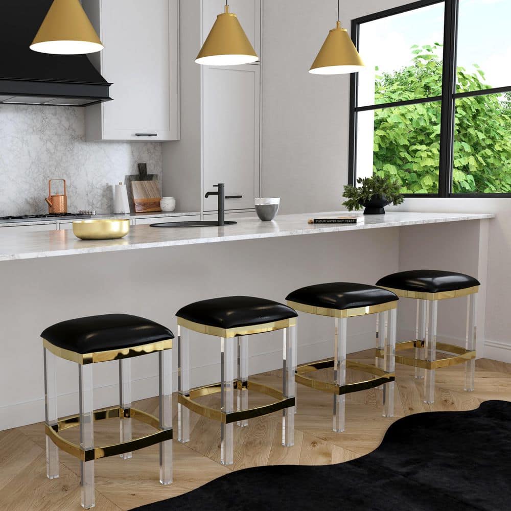 Butler Specialty Company Jordan 24 in. Seat Height Black Faux Leather ...