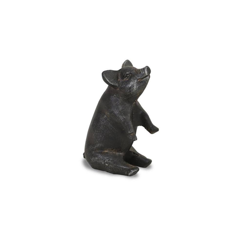 HomeRoots Metal Black Pig Figurine 2000483185 - The Home Depot