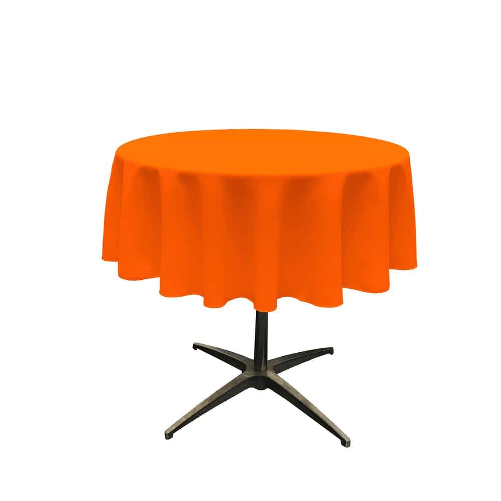 LA Linen 58 in. Orange Polyester Poplin Round Tablecloth TCpop58R ...