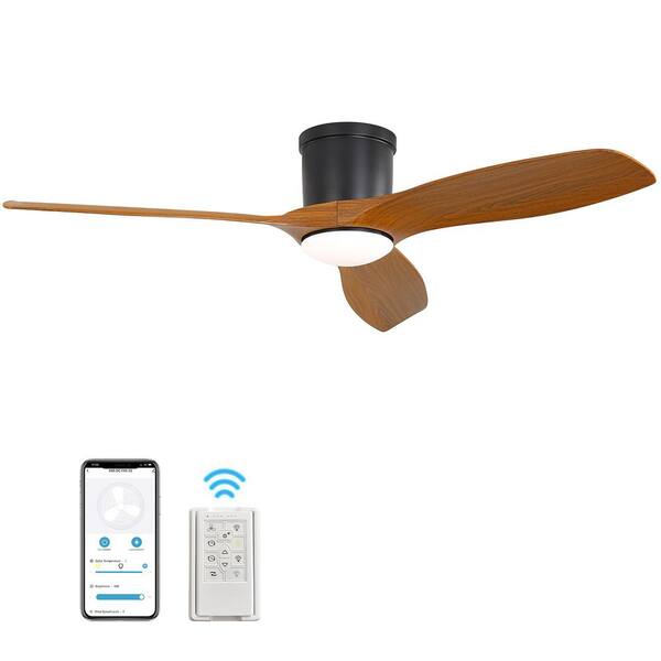 CACI Mall 52 in. Indoor Smart Integrated LED Black Ceiling Fan with ...