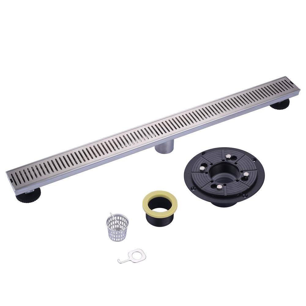 WOWOW 32 in. Stainless Steel Linear Shower Drain with Removable Cover ...