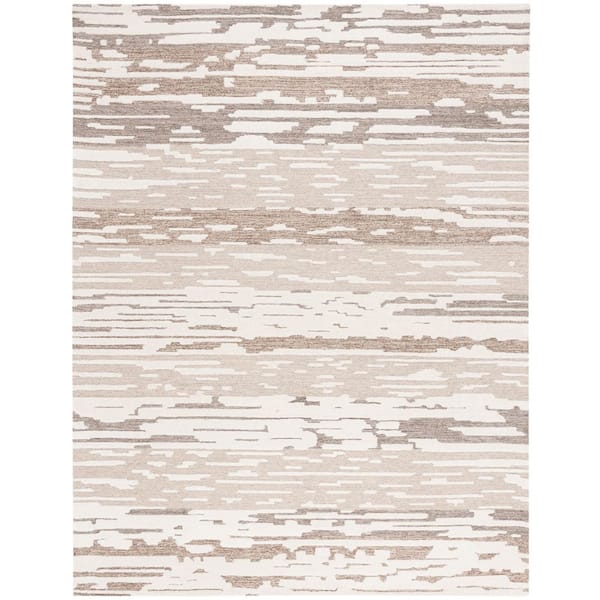 SAFAVIEH Fifth Avenue 8 ft. x 10 ft. Natural/Brown Striped High-Low ...