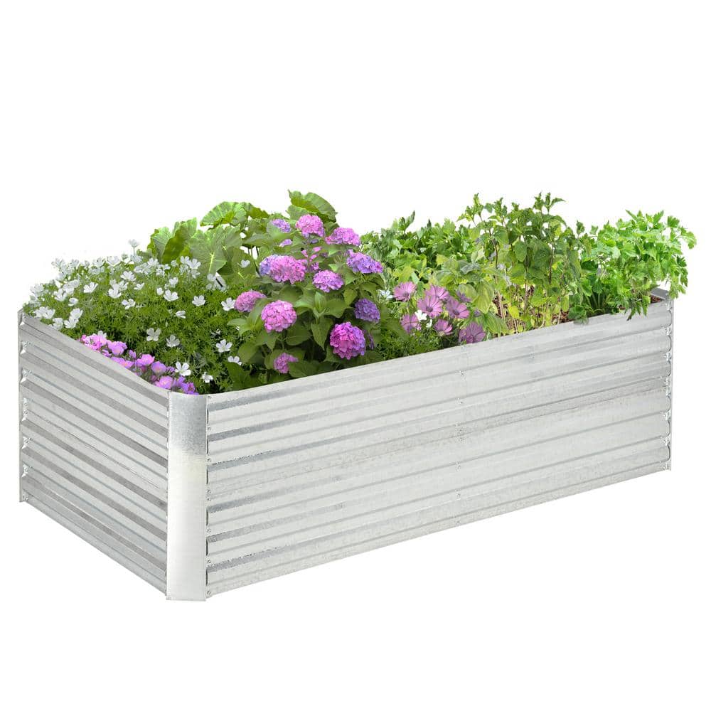 Siavonce Galvanized Raised Garden Bed Kit with Reinforcing Bars, Large ...