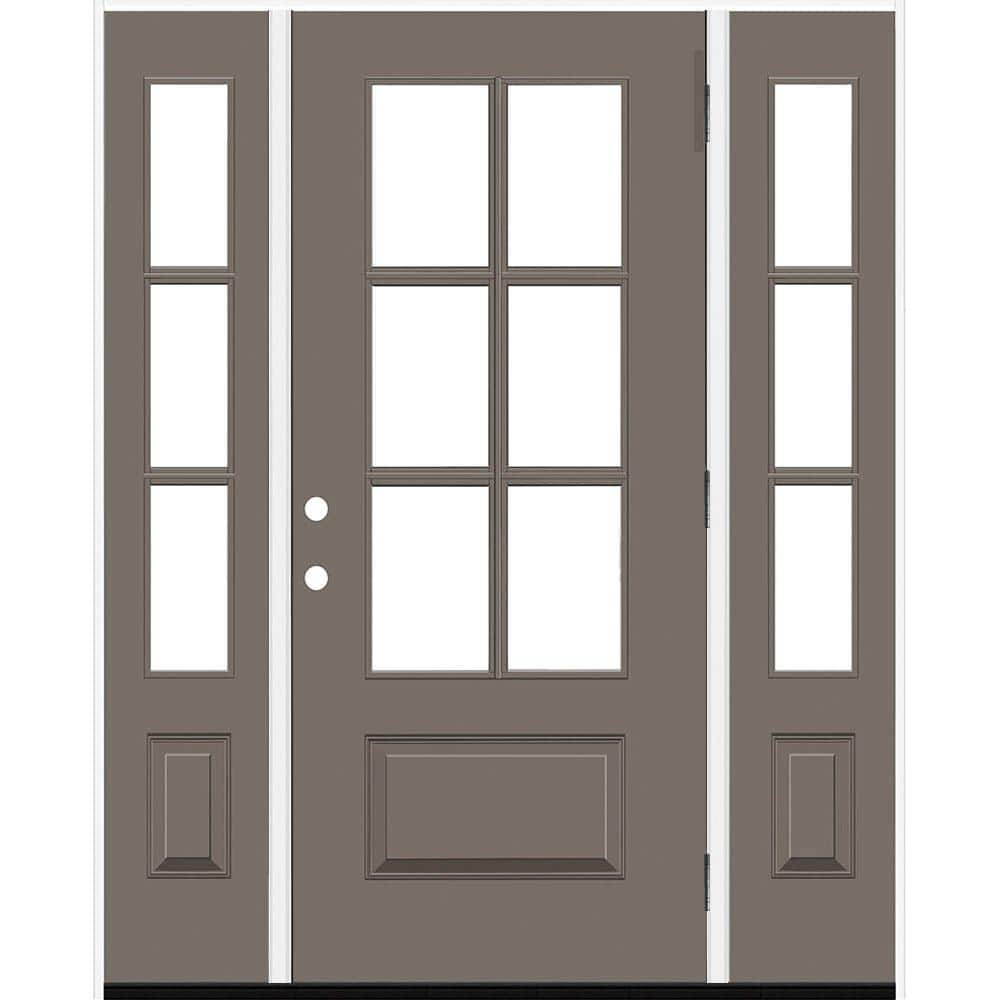 Steves & Sons Legacy 60 in. x 80 in. 3/4-6-Lite Clear Glass LHOS Primed ...