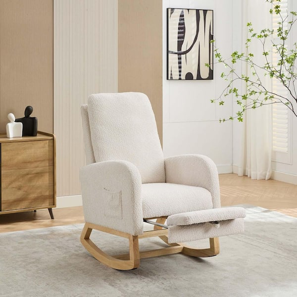 Wood Frame Indoor/ Outdoor Rocking Chair Glider Rocker Accent Armchair ...