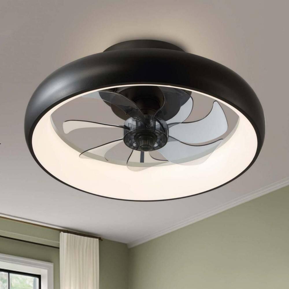 WDETR 20 in. Modern Indoor Black Low Profile Ceiling Fan with Lights ...