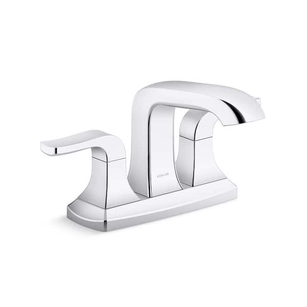 KOHLER Rubicon 4 in. Centerset Double Handle Bathroom Faucet in Polished Chrome R29403-4D-CP ...