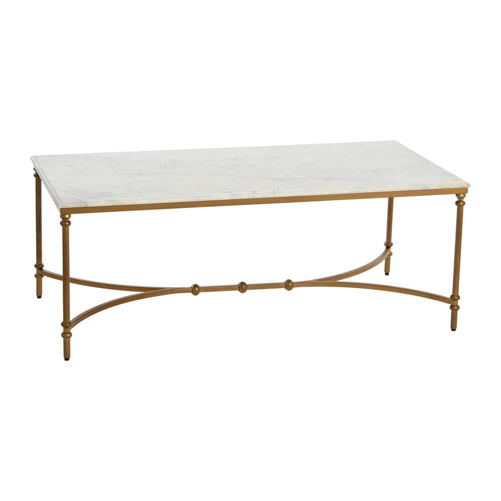 Storied Home Libertine 48 in. Genuine White Marble Top Coffee Table ...