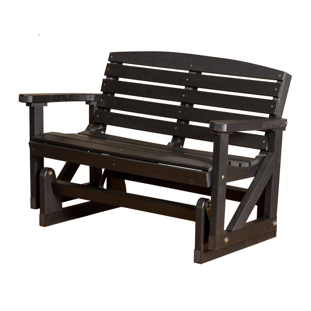 WILDRIDGE Classic 2-Person Black Plastic Outdoor Glider LCC-209-BK ...
