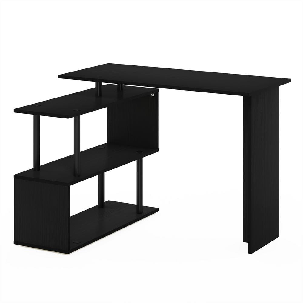 Furinno Moore 39.4 in. L-Shape Americano / Black Computer Desk with 3 ...