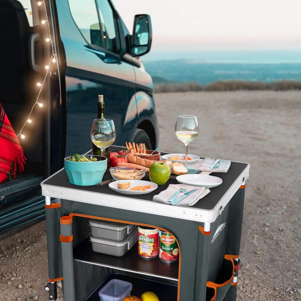 EAGLE PEAK Portable Folding Camping Kitchen Table with Storage ...