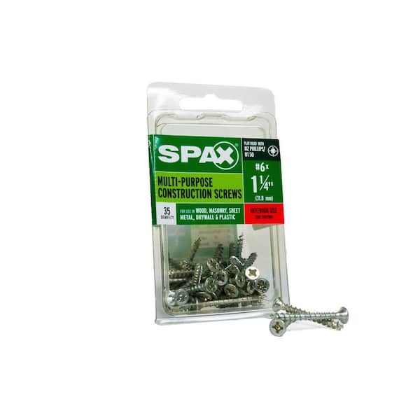 SPAX #6 x 1-1/4 in. Interior Flat Head Wood Screws Construction ...