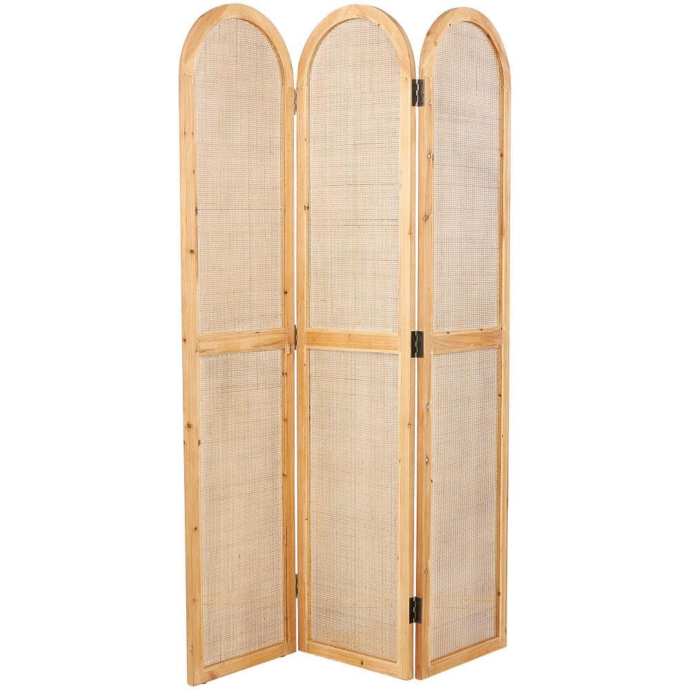 Litton Lane 6 ft. Brown 3-Panel Hinged Weathered Wood Room Divider ...