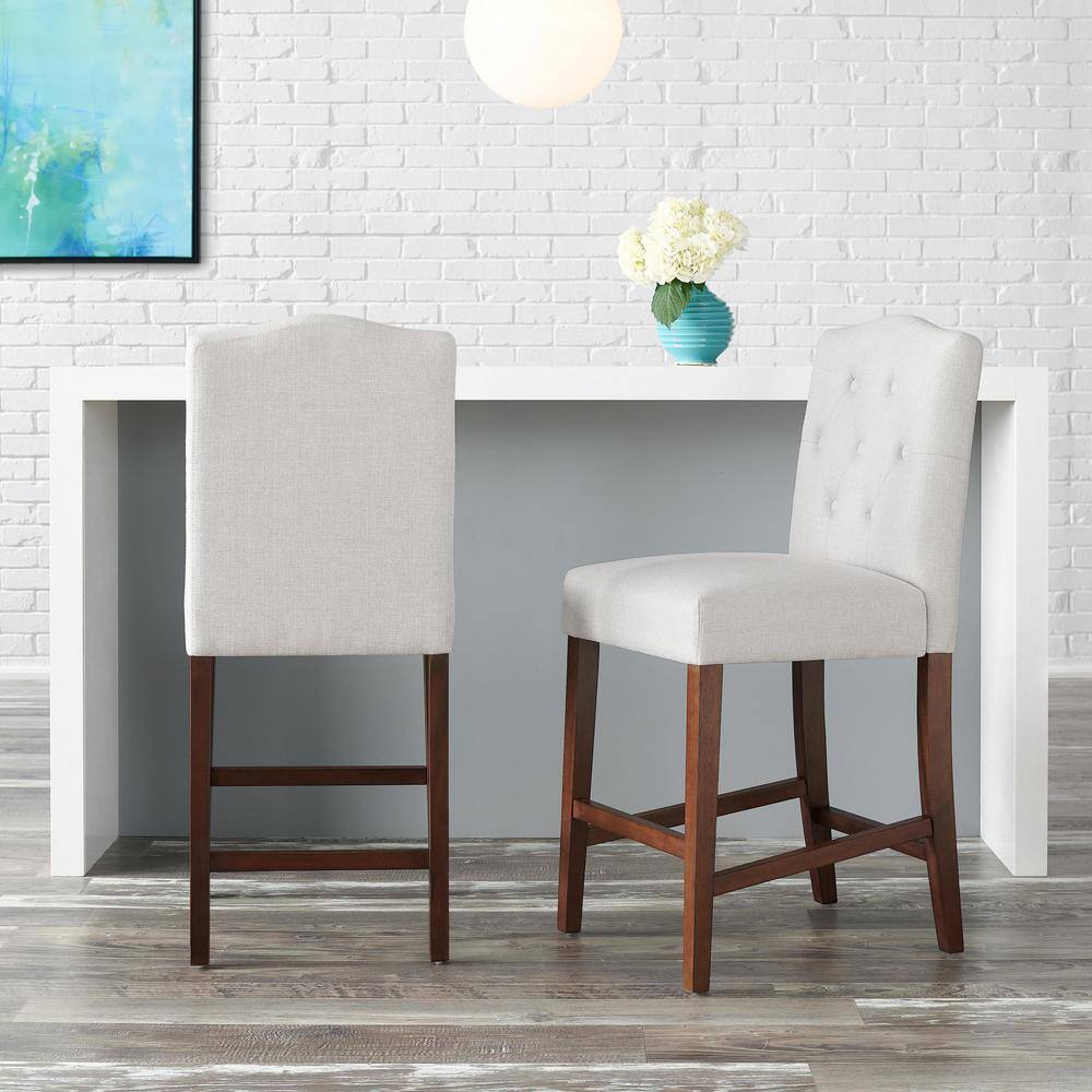 StyleWell Beckridge Biscuit Beige Upholstered Counter Stools with ...