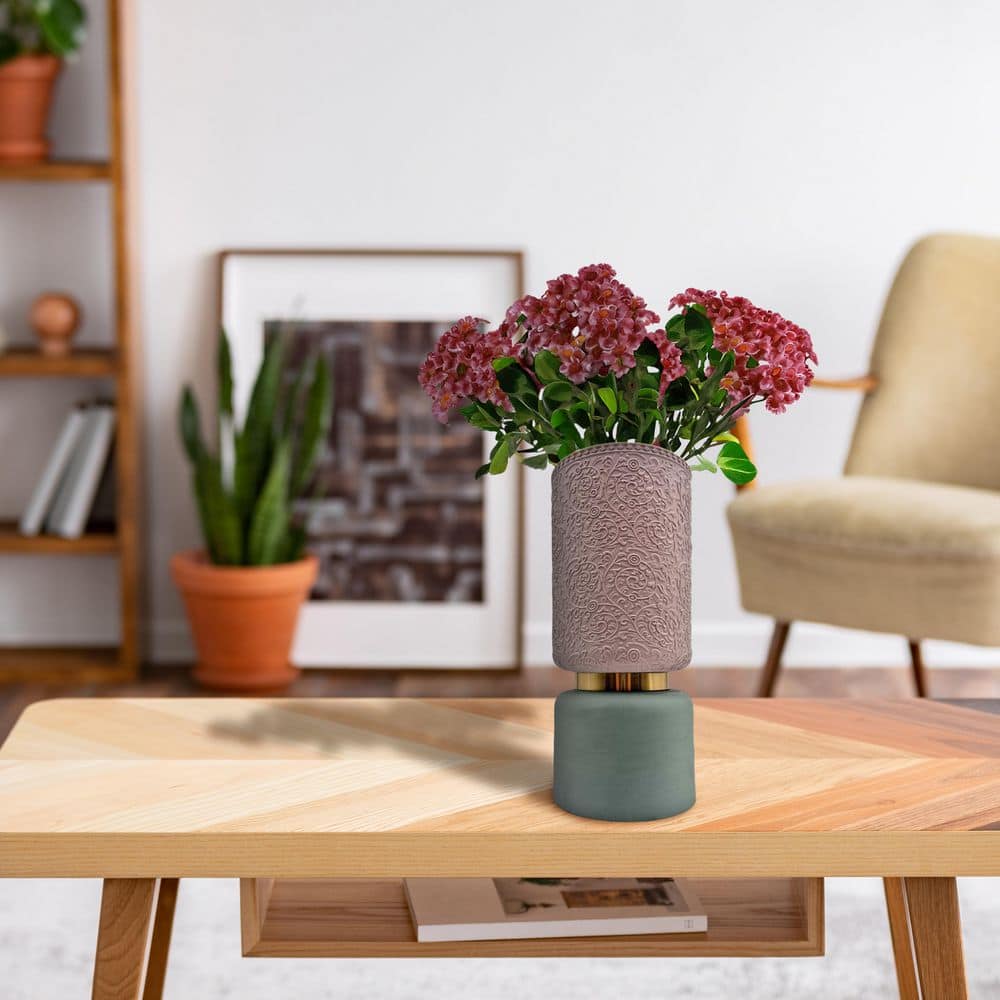 castellousa Pink 12 in. Tall Modern Stackable Ceramic Flower Vase CB ...