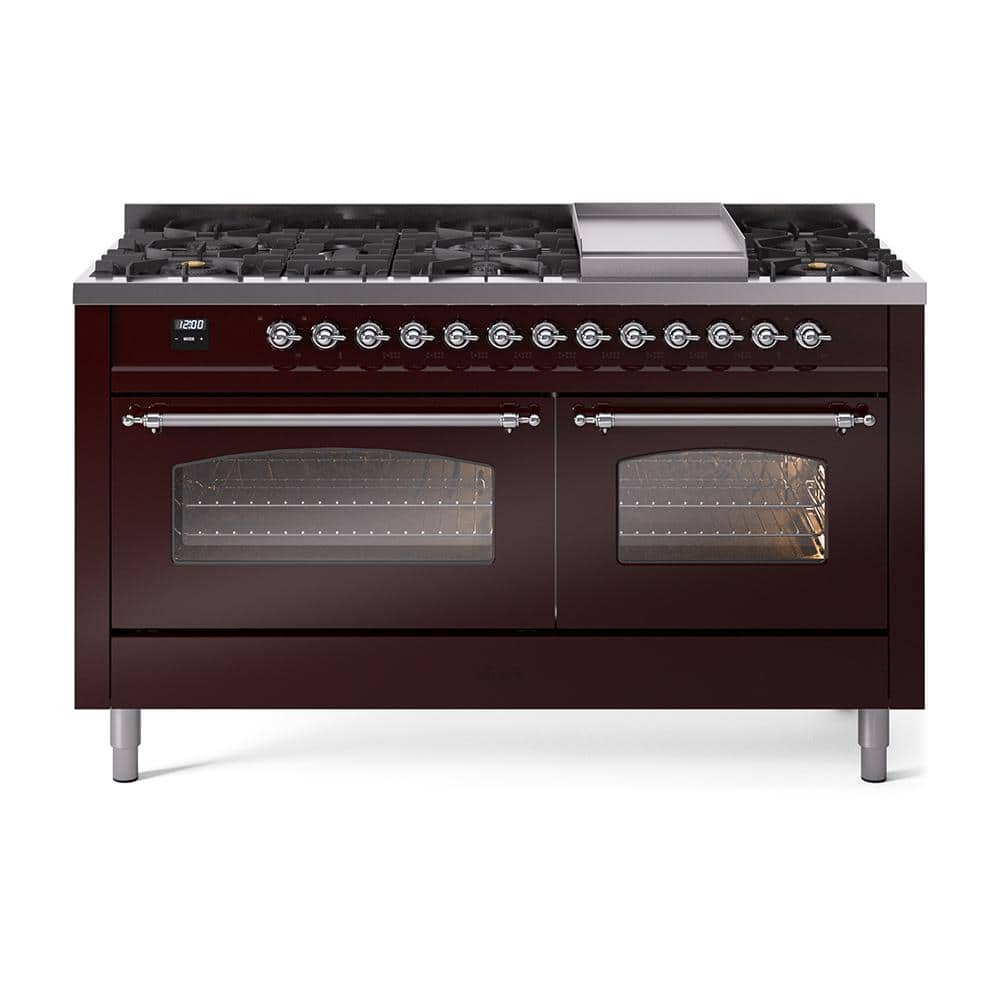 ILVE Nostalgie II 60 in. 9 Burner Dual Fuel Natural Gas Range in ...