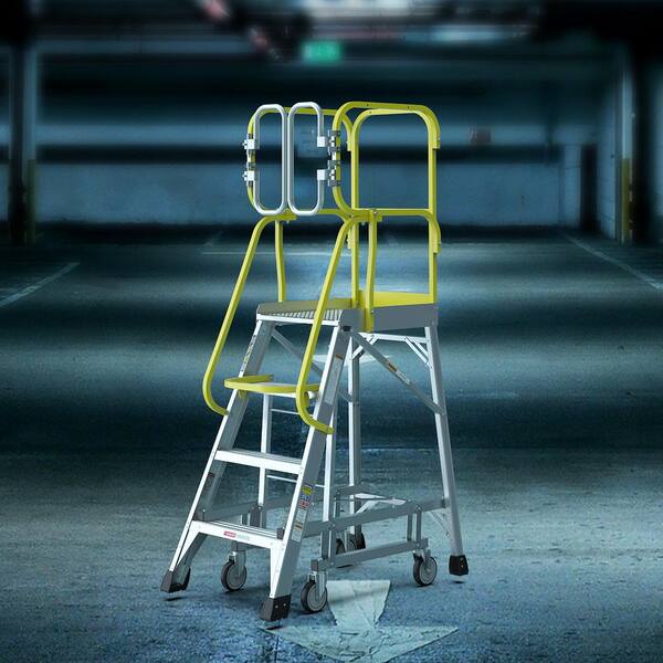 Rolling Aluminum Platform Step Ladder