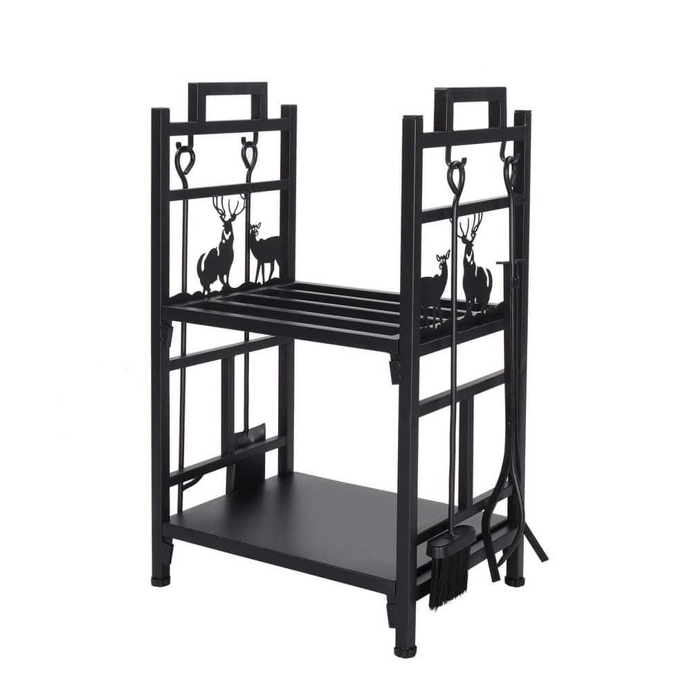 Karl home Double Layer 30 in. Heavy-Duty Firewood Rack with Tools ...