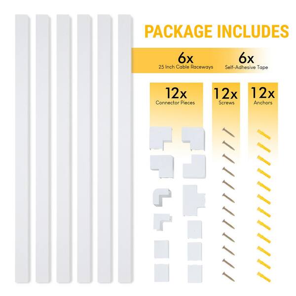 Cable Management D-line Cord Cover 2-pack, Cord Hiders, Paintable Cable ...