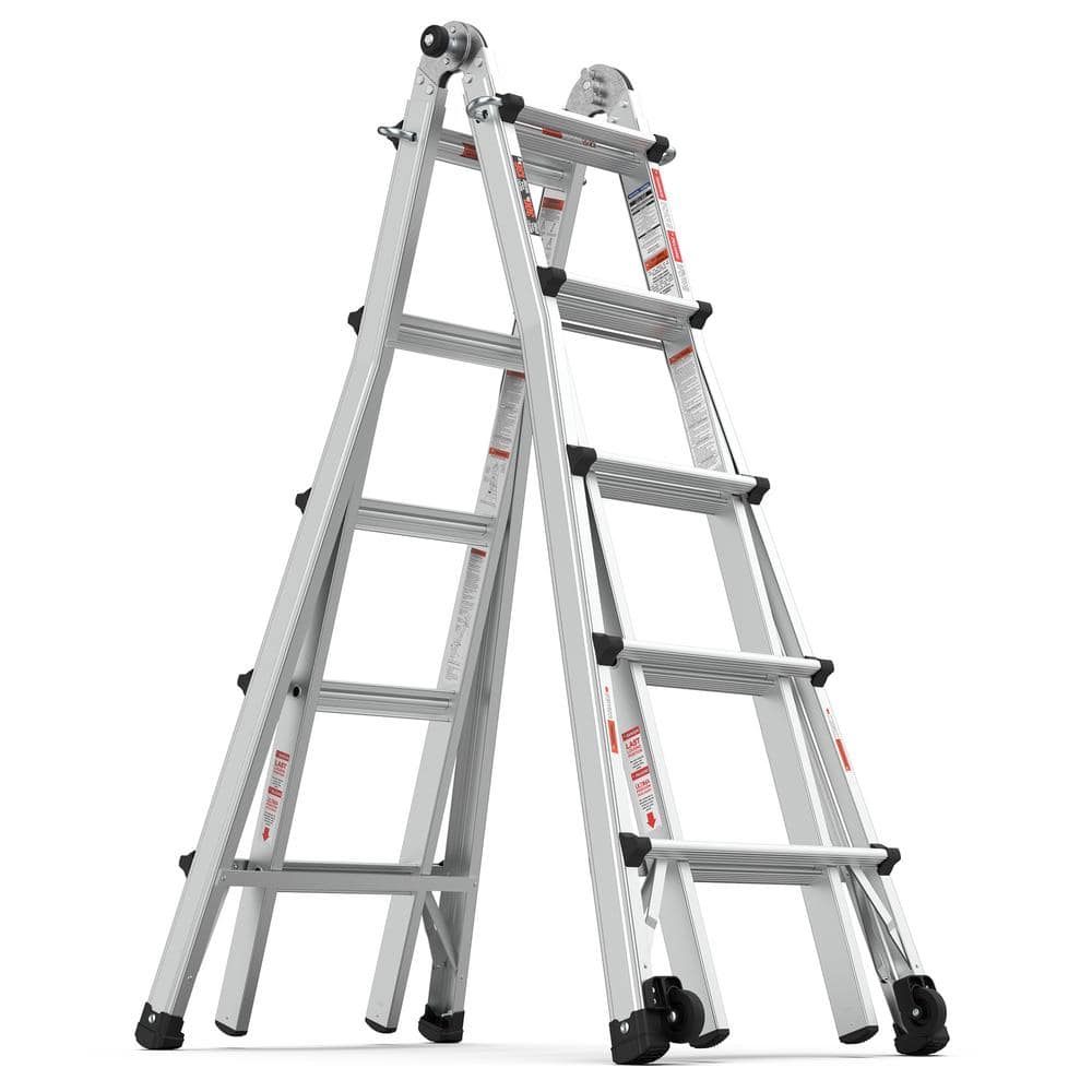 ITOPFOX 15.5 FT Reach Aluminum Multi-Position Ladder with Wheels, 300 ...