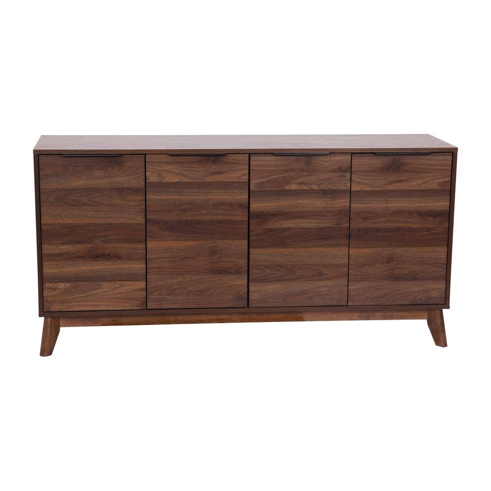 TAYLOR + LOGAN 59 in. Dark Walnut Entertainment Center Drawer Fits Up ...