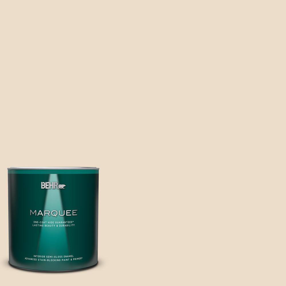 BEHR MARQUEE 1 qt. #BWC-22 Lambskin Semi-Gloss Enamel Interior Paint ...