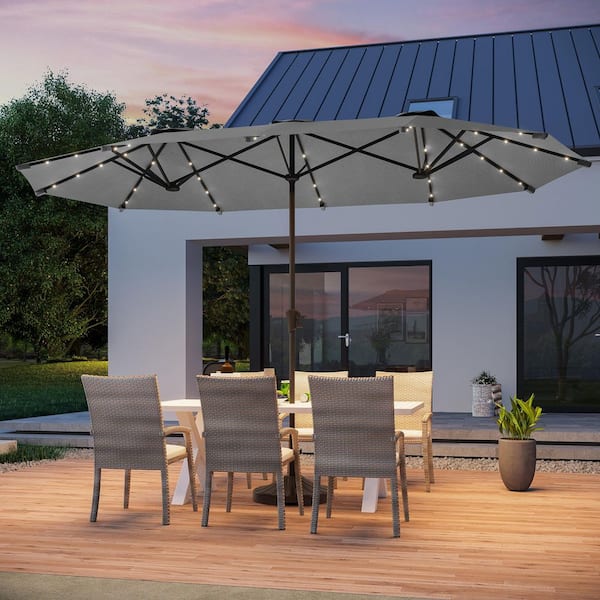 Sonkuki 13 ft. x 7.2 ft. Steel Solar-Powered Double-Sided Market Patio ...