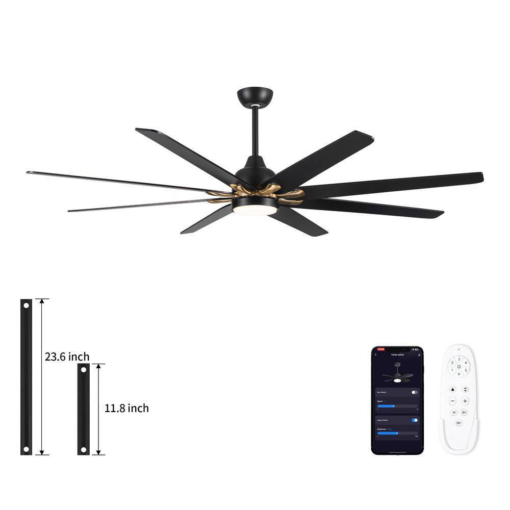 Sevenine Coastal 72 in. Indoor Matte Black and Gold Large Windmill ...