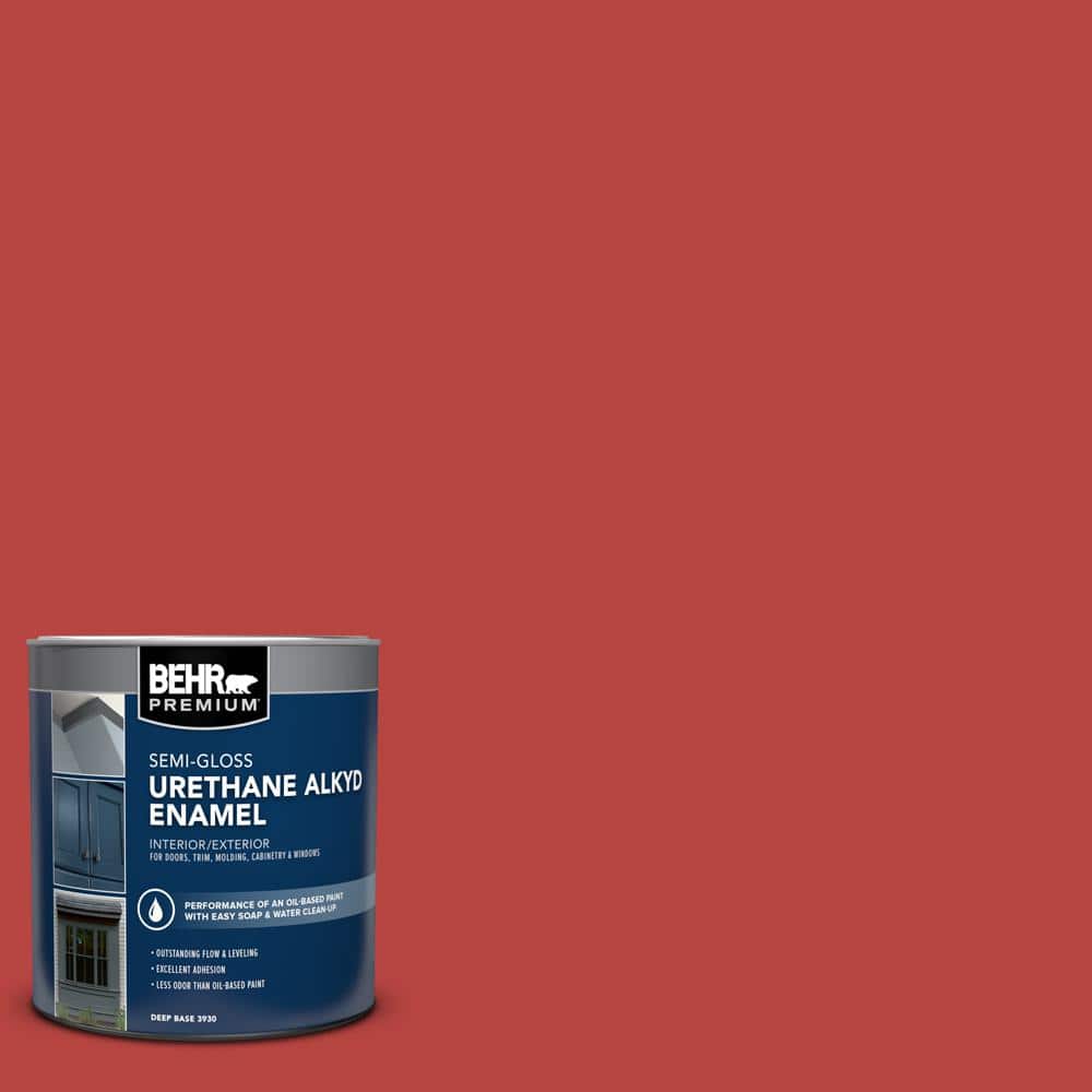BEHR PREMIUM 1 qt. #OSHA-5 OSHA SAFETY RED Semi-Gloss Enamel Urethane ...