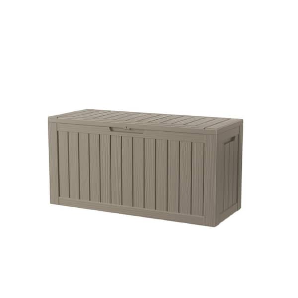 Lycvki 552 lbs Weight Capacity 80 Gal. Brown Resin Outdoor Storage Deck ...