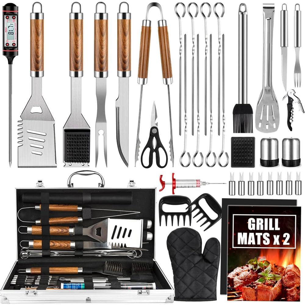 Afoxsos BBQ Grill Island Accessories Set with Thermometer, Grill Mats ...