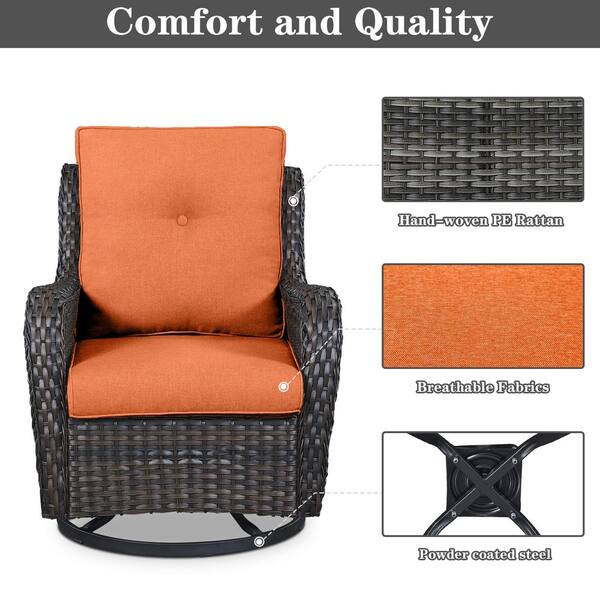 Opohoro Earlo Brown Wicker PE Rattan Outdoor Swivel Rocker Opohoro Earlo Brown Wicker PE Rattan Outdoor Swivel Rocker