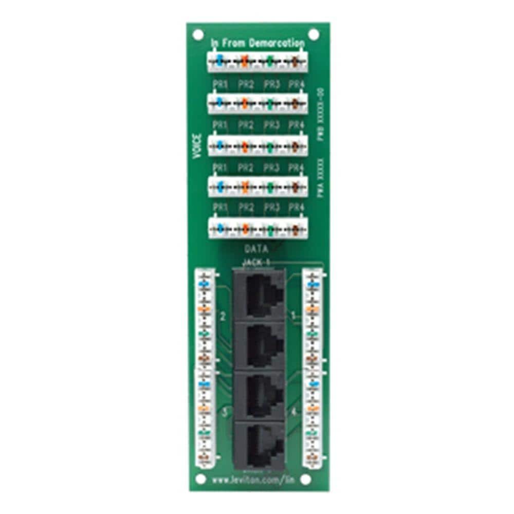 Leviton Structured Media 1x4 Combo Phone and Data Board 47609-4DP 47609 ...