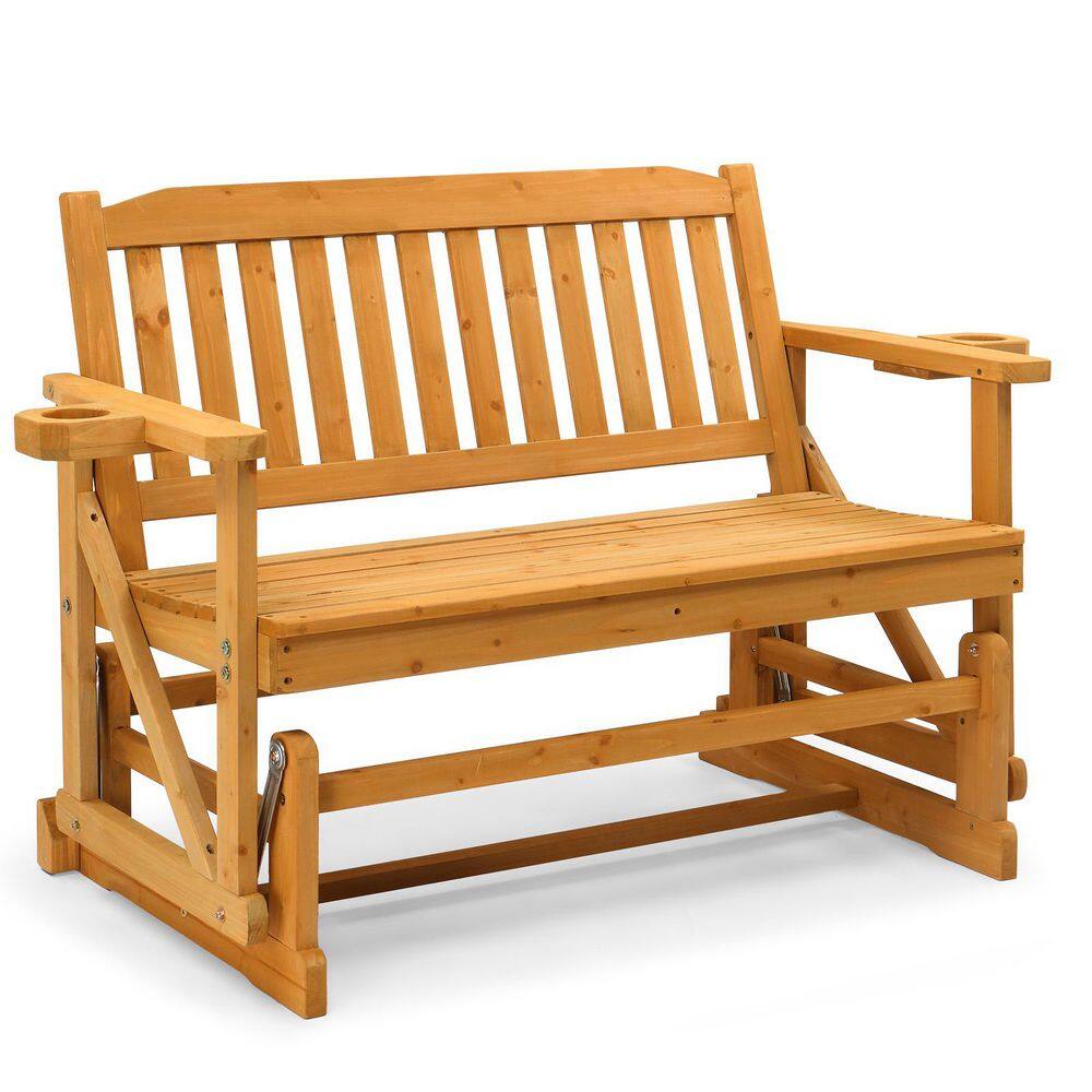 Karl home 48 in. 2-Person Solid Wood Outdoor Glider Bench K1G56001840 ...