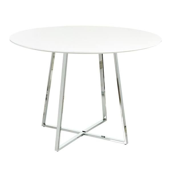 Lumisource Cosmo 43 in. Dining Table in White Wood and Chrome Metal DT-43COSMO2 W - The Home Depot