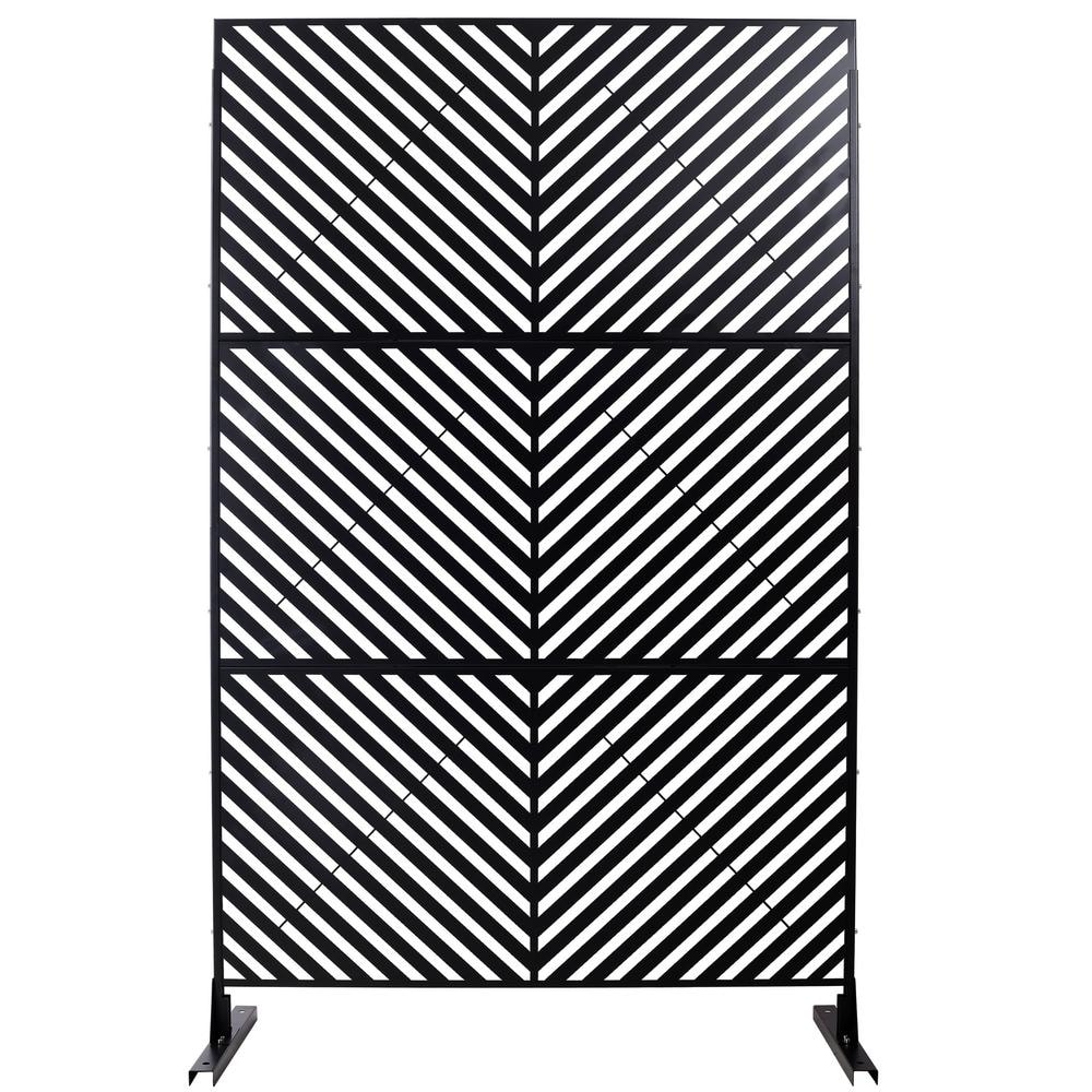 Zeus & Ruta 6.3 ft. H x 4 ft. W Black Metal Privacy Screen Freestanding ...