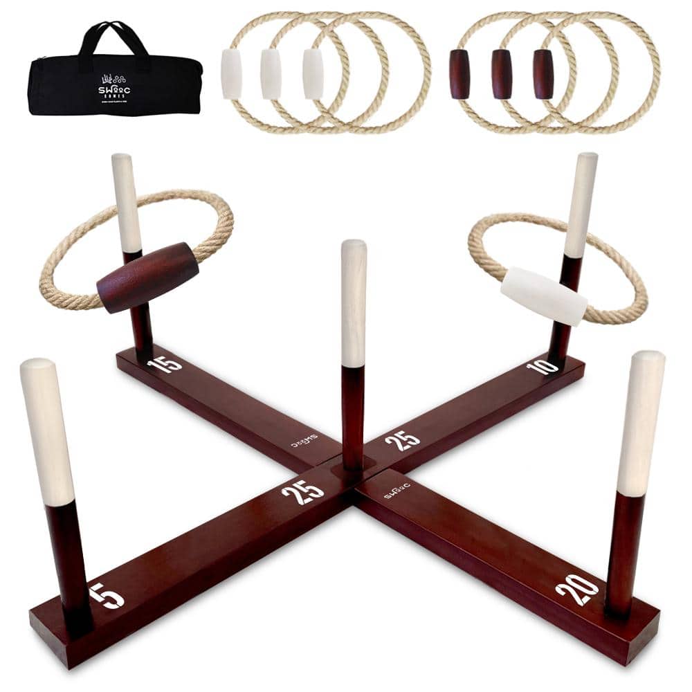 SWOOC XL Ring Toss Game (3 ft. x 3 ft.) All Weather- New Zealand Pine ...