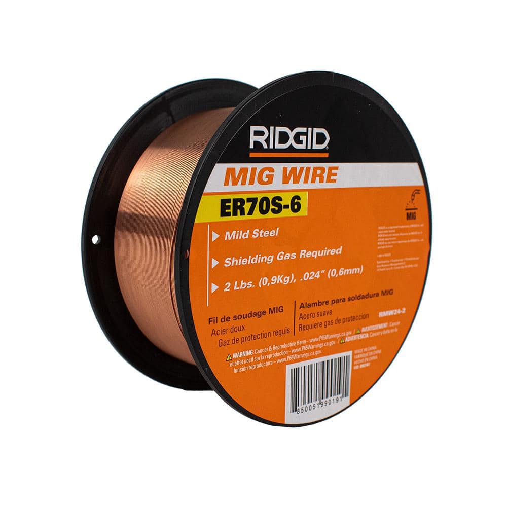 RIDGID .024 ER70S-6 MIG Welding Wire High Strength for Mild Steel (2 lb. Spool) RMW24-2 - The ...