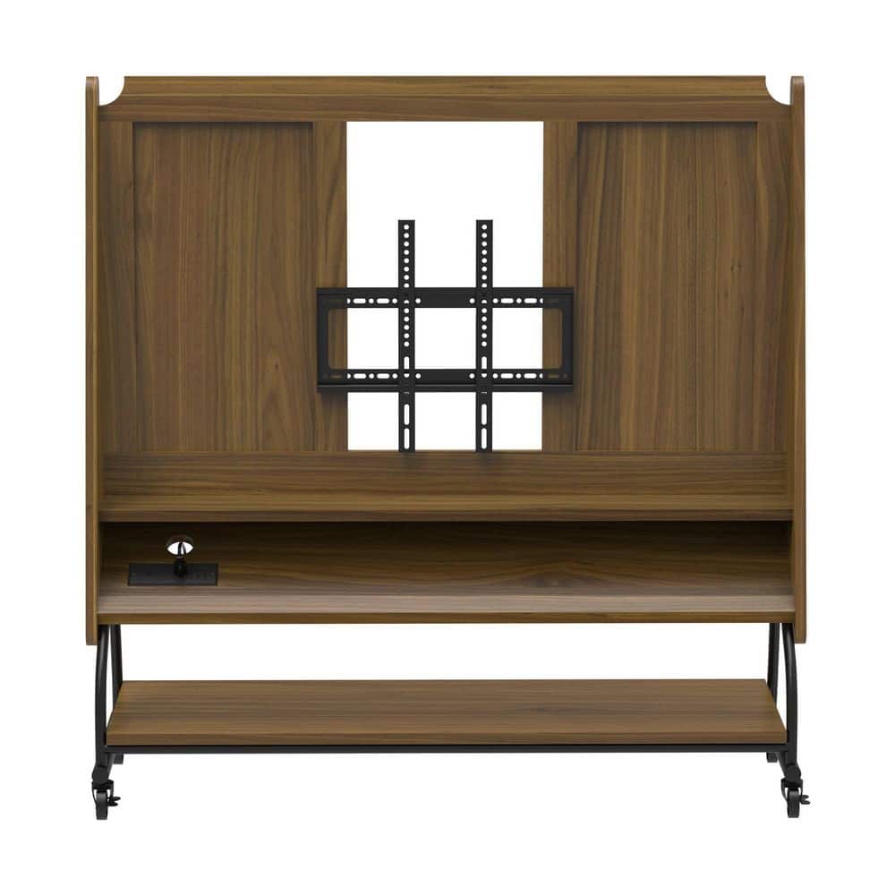 Polibi Walnut TV Stand Fits TV's Up to 50 in. with Projector Screen and ...