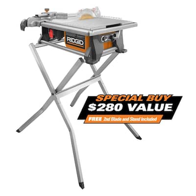 RIDGID 6.5 Amp 7 in. Table Top Wet Tile Saw with Bonus Stand and Blade ...