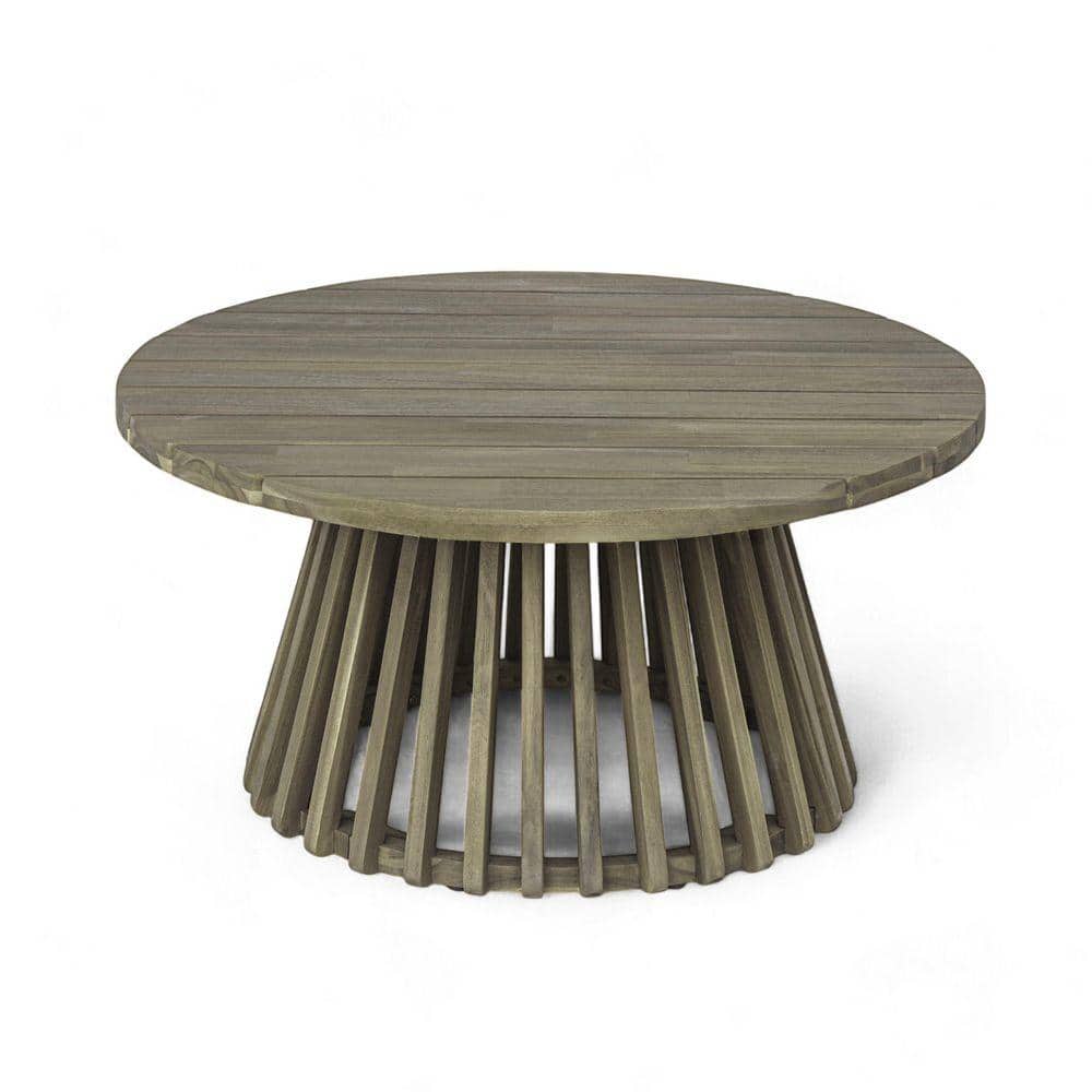 Miscool Avex Gray Round Acacia Wood Outdoor Coffee Table STH10Q4486G ...