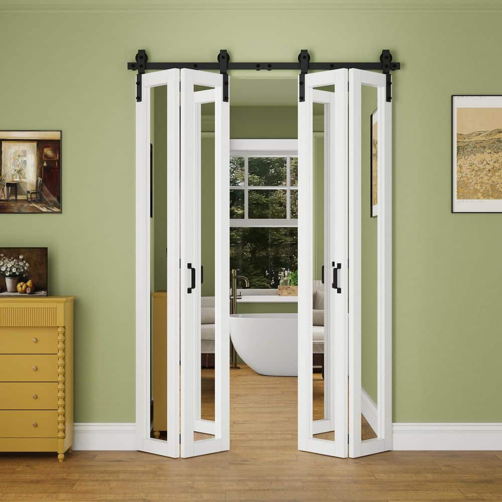 EH PUERTA 50 in. x 84 in. 1-Lite Mirrored Glass White Finished ...