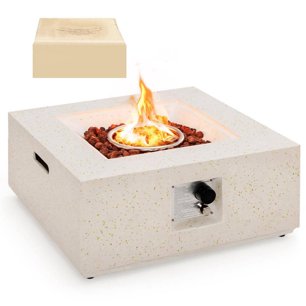 Ecooso 28 in. Terrazzo and Stainless Steel Outdoor Propane Gas Fire Pit ...