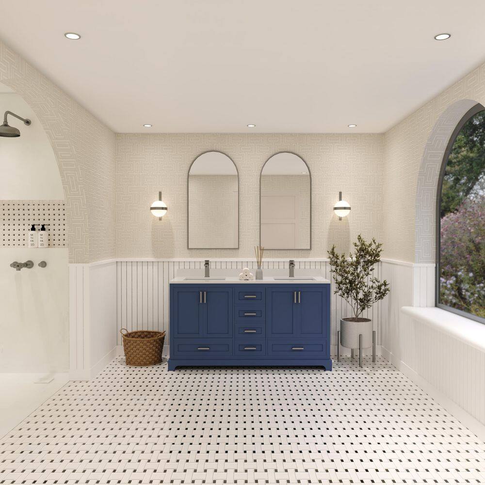 AYNA DECORS Maya 59 in. Bath Vanity Cabinet without Top in Navy Blue AVM60NB0002 - The Home Depot