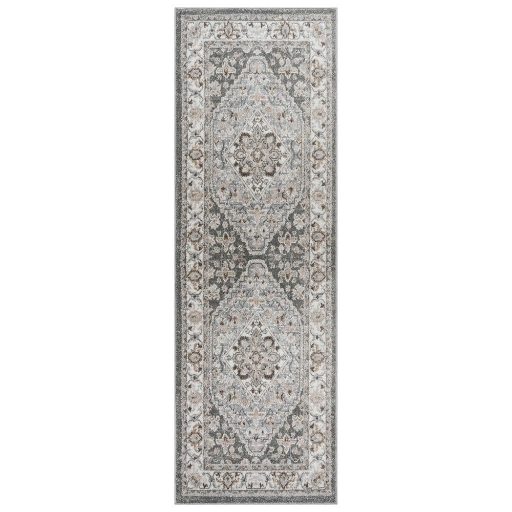 Gertmenian Alor Zia Gray 2 ft. x 6 ft. Oriental/Medallion Indoor Runner ...