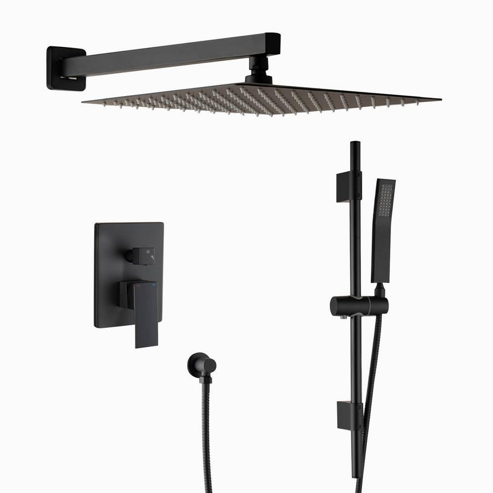 GIVING TREE Single Handle 2-Spray Wall Mount 12 in. Square Shower Head ...