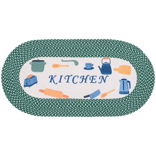 SAFAVIEH Braided Posters Ivory/Green 2 ft. x 4 ft.Machine Washable ...