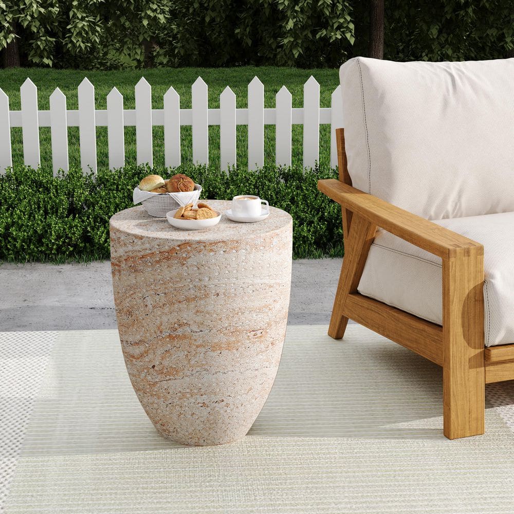 CHRISTOPHER KNIGHT HOME Saffron Outdoor Patio Lightweight Concrete Tapered Cylindrical Side ...
